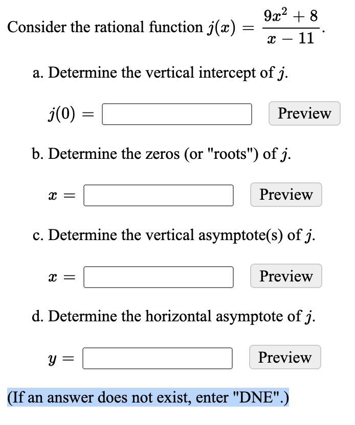 Solved Consider the rational function j(x)= 9x2+8 / | Chegg.com