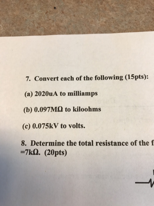 Solved Convert each of the following 2020 uA to milliamps | Chegg.com