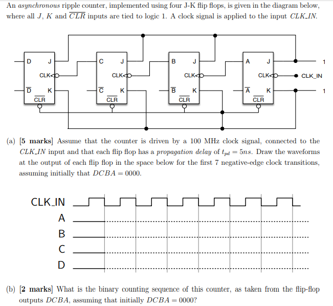 Solved An asynchronous ripple counter, implemented using | Chegg.com
