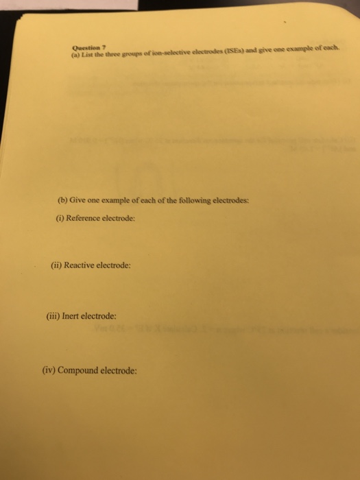Solved Question 7 (a) List the three groups of ion-selective | Chegg.com