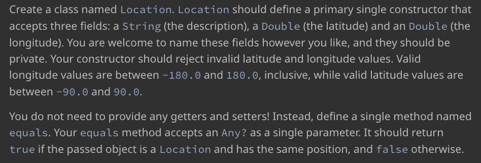 Solved Create a class named Location. Location should define | Chegg.com