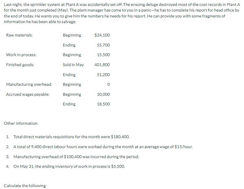 Solved (b) The amount paid to the labour force in May? | Chegg.com