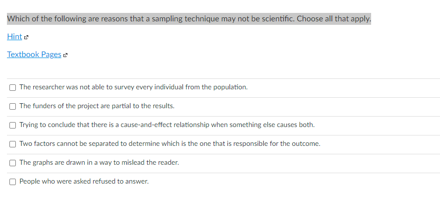 Solved Which of the following are reasons that a sampling | Chegg.com