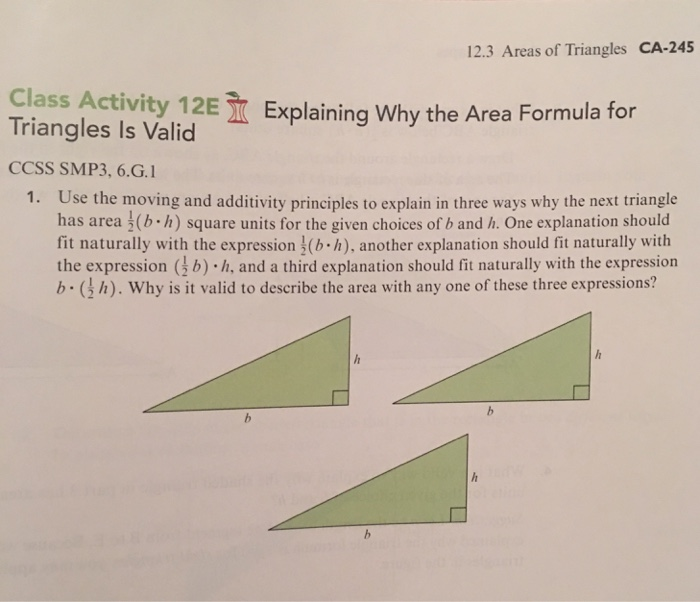 Solved 12.3 Areas of Triangles CA-245 Class Activity 12E | Chegg.com