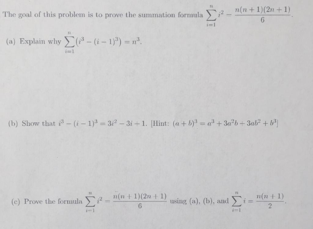 Solved 72 The goal of this problem is to prove the summation | Chegg.com