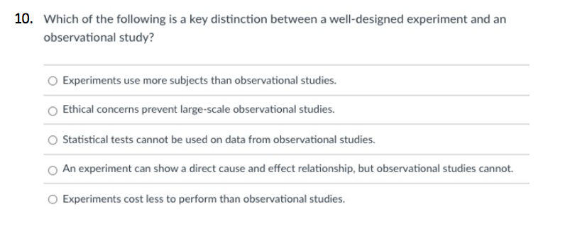 Solved 10. Which of the following is a key distinction | Chegg.com