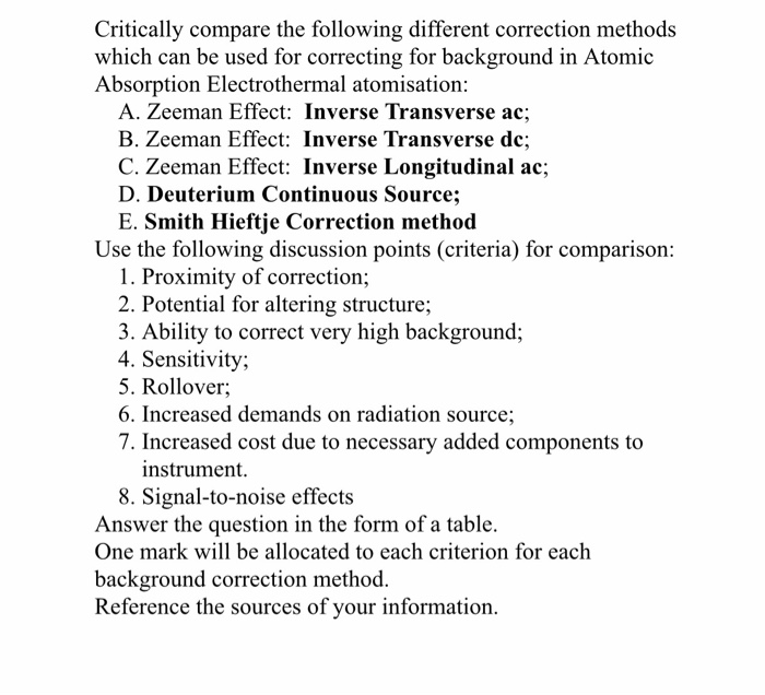 Critically compare the following different correction | Chegg.com
