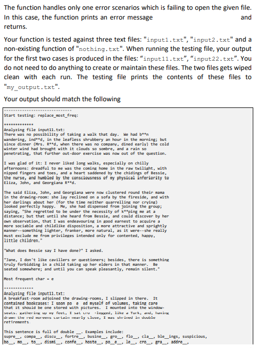 Solved Task 1: Find and Replacing Most Frequent Character | Chegg.com