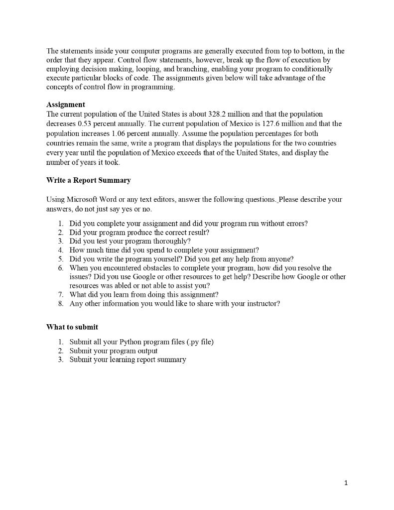 Solved Assignment The current population of the United | Chegg.com