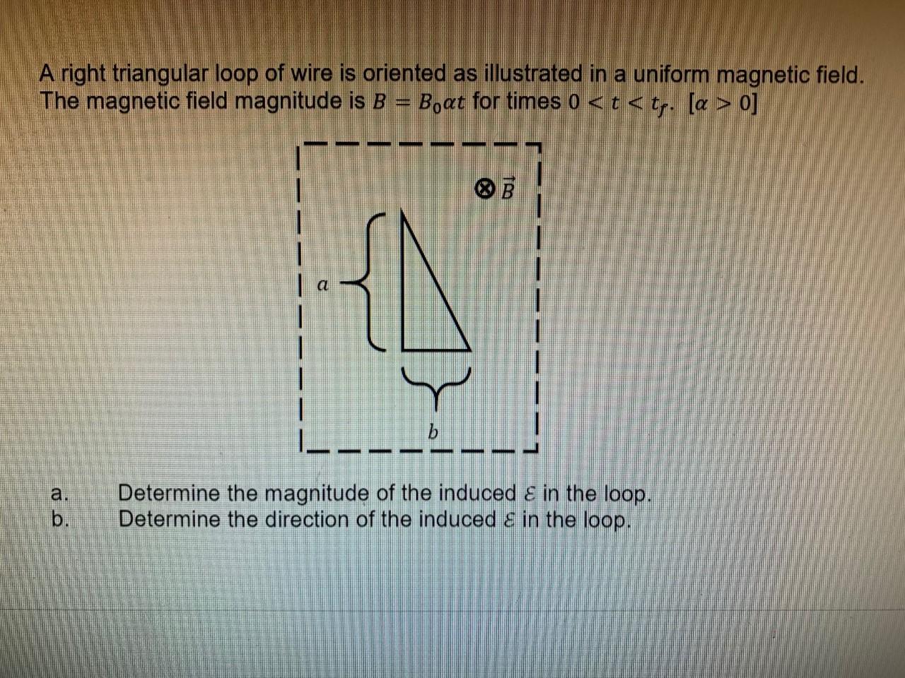 Solved A right triangular loop of wire is oriented as | Chegg.com