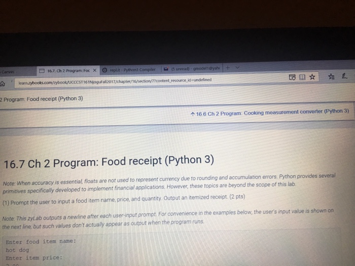 Solved 167、Ch 2 program: Foc × ⓞreplit lear | Chegg.com