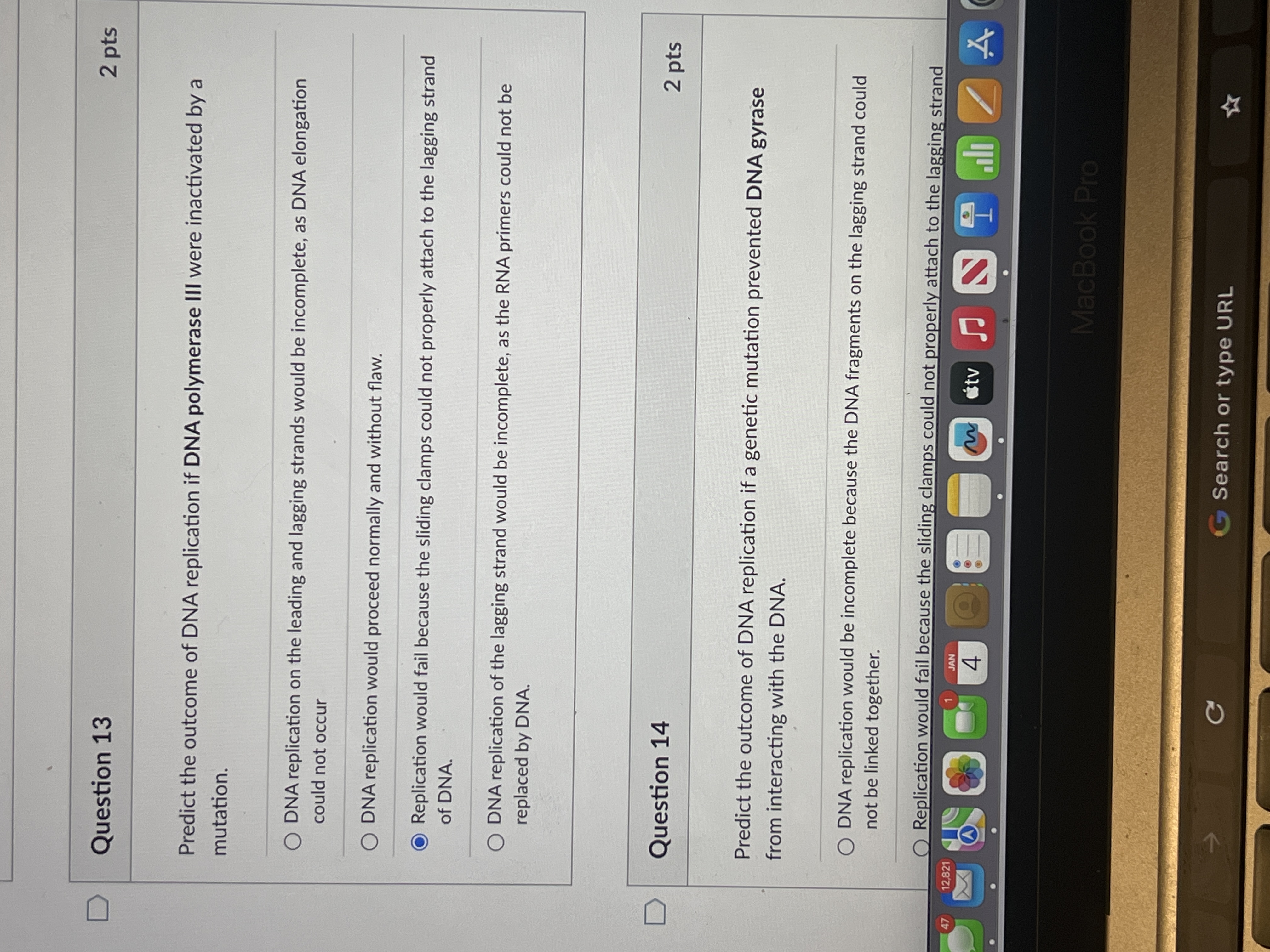 Solved Question 13Predict the outcome of DNA replication if | Chegg.com