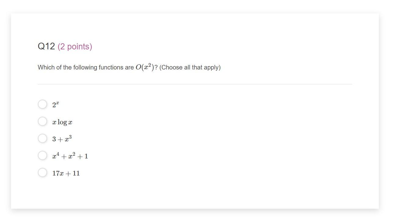 Solved Q12 (2 points) Which of the following functions are | Chegg.com