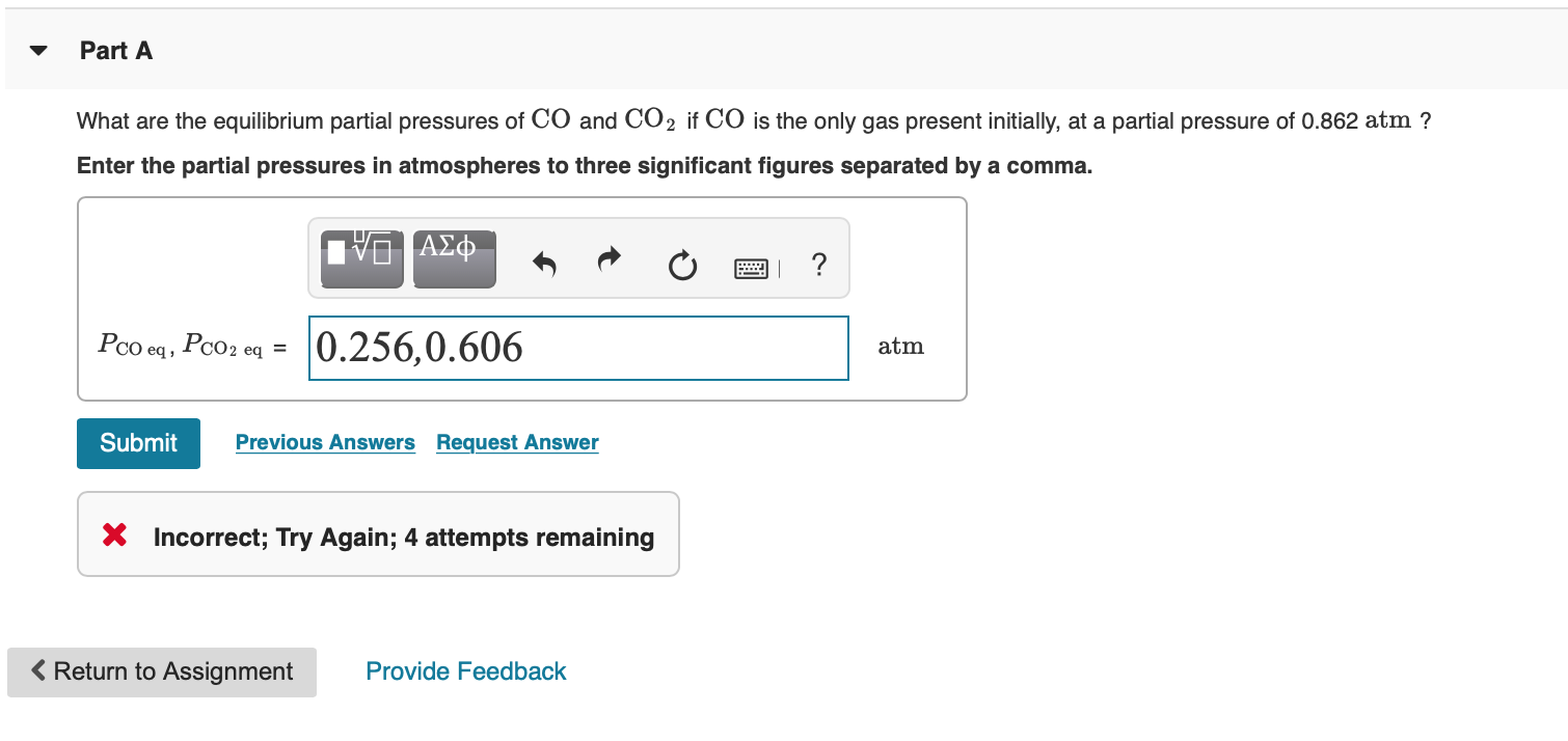 Part A What are the equilibrium partial pressures of | Chegg.com