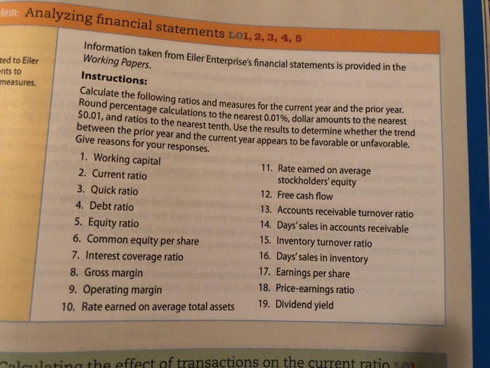 Solved lem: Analyzing financial statements 101, 2, 3, 4, | Chegg.com