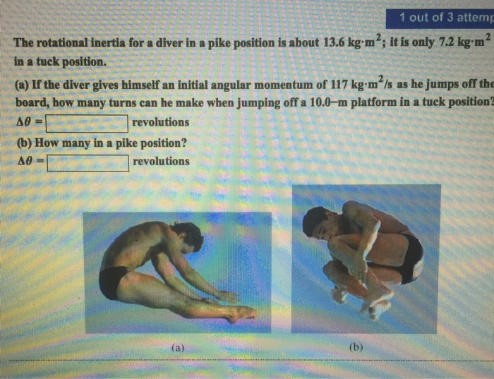 Solved The rotational inertia for a diver in a pike position | Chegg.com