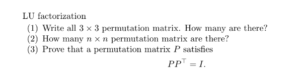 Solved Lu Factorization 1 write All 3×3 permutation