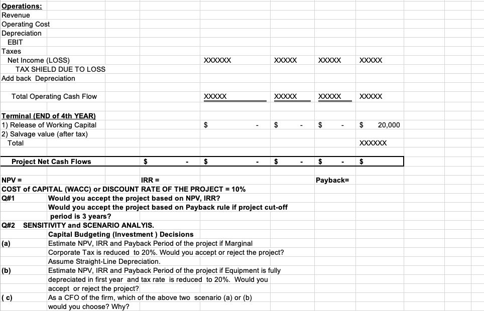 (a) Develop proforma Project Income Statement Using | Chegg.com