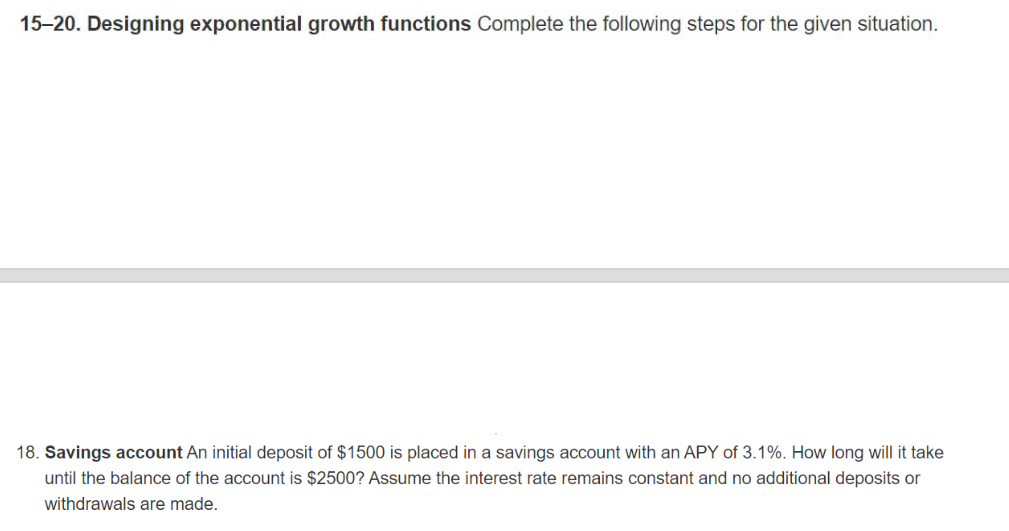 Solved 15-20. ﻿Designing exponential growth functions | Chegg.com