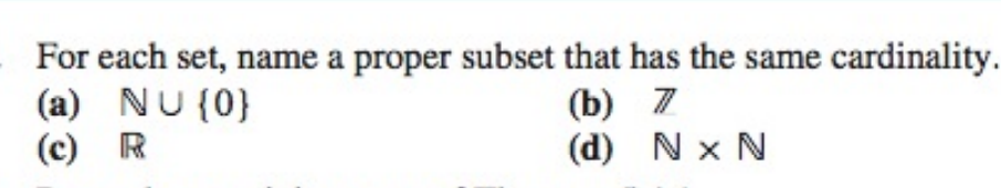 Solved For each set, name a proper subset that has the same | Chegg.com
