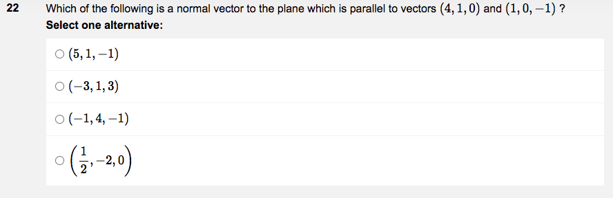 Solved Which of the following is a normal vector to the | Chegg.com