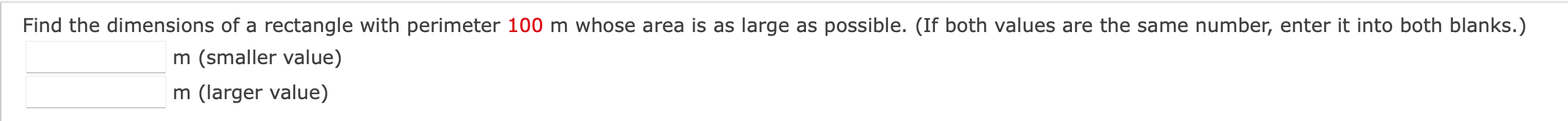 Solved Find the dimensions of a rectangle with perimeter 100 | Chegg.com