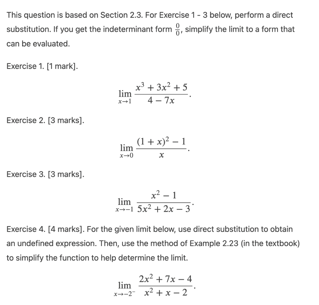 Solved This question is based on Section 2.3. For Exercise | Chegg.com