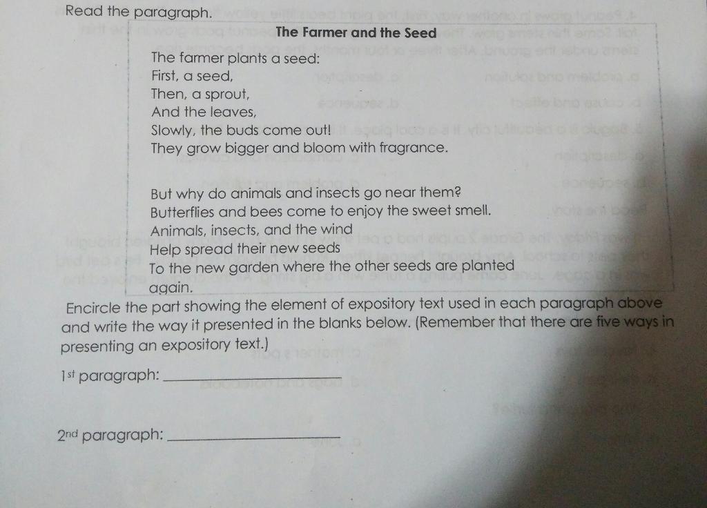 Read the paragraph. The Farmer and the Seed The | Chegg.com