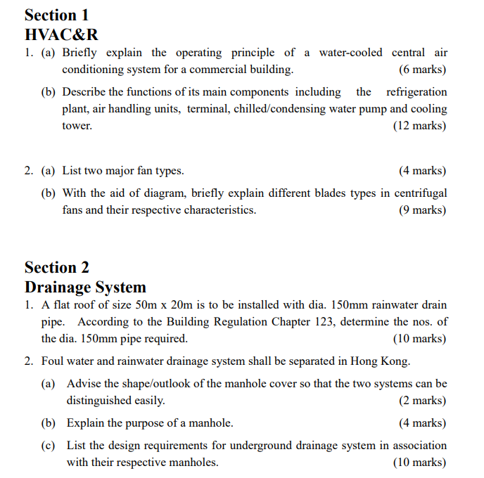 Solved Section 1 HVAC&R 1. (a) Briefly explain the operating | Chegg.com