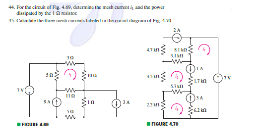 Solved 44. For the circuit of Fig. 4.69, determine the mesh | Chegg.com