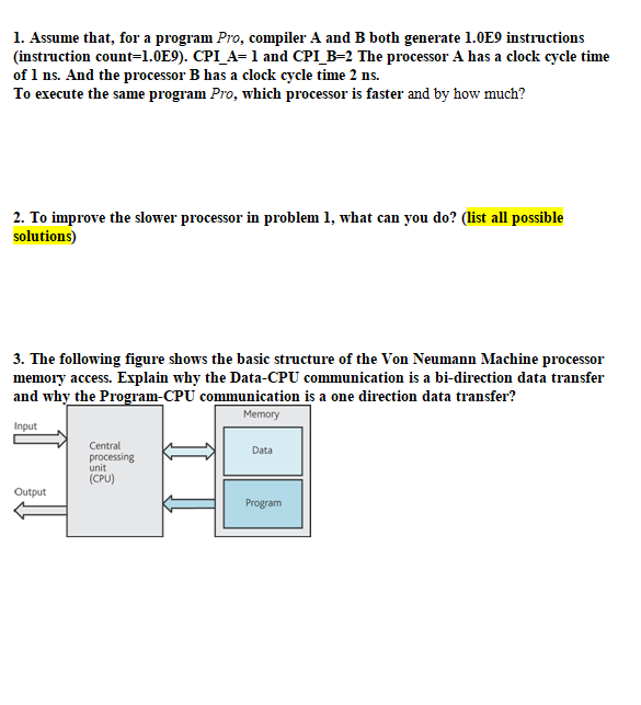 Solved 1. Assume that, for a program Pro, compiler A and B | Chegg.com