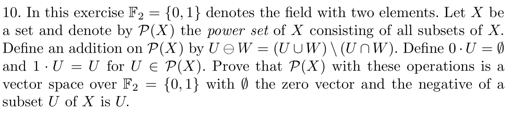 Solved In this exercise F2={0,1} ﻿denotes the field with two | Chegg.com