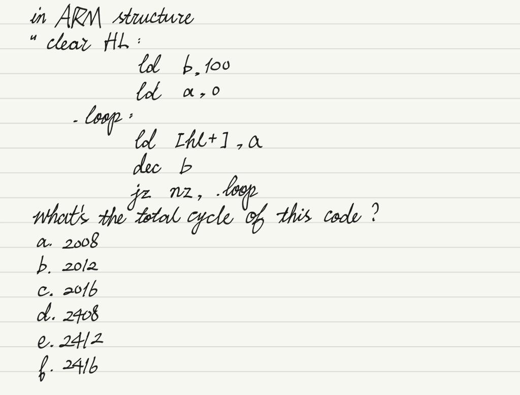 Solved in ARM structure "clear Ht: lal b.100 ld a=0 - loop. | Chegg.com