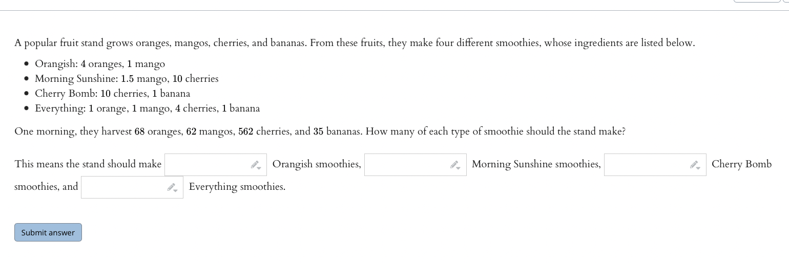 Solved A popular fruit stand grows oranges, mangos, | Chegg.com