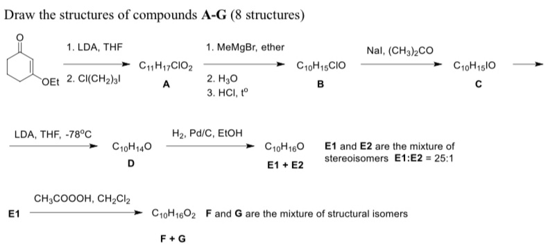 Solved Draw the structures of compounds A-G (8 structures) | Chegg.com