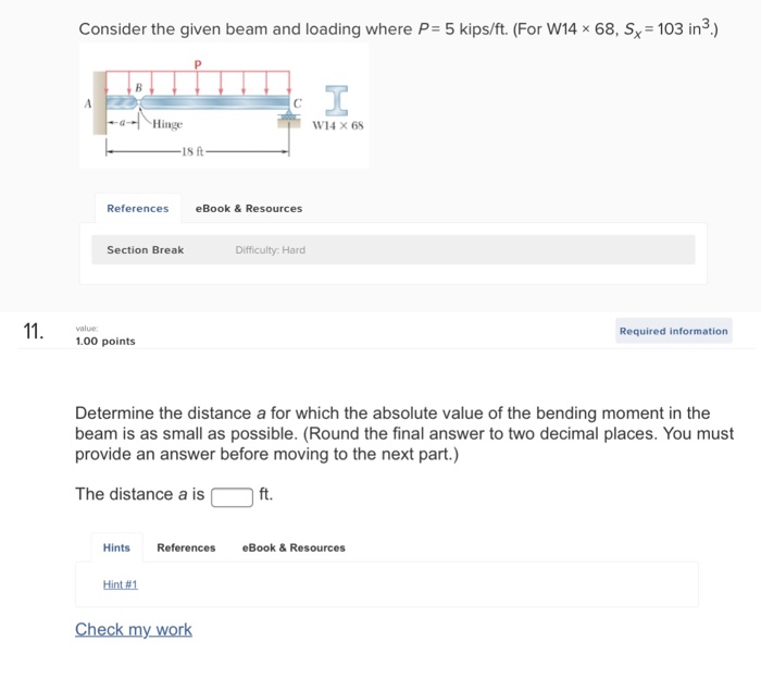 Solved Consider the given beam and loading where P 5 | Chegg.com