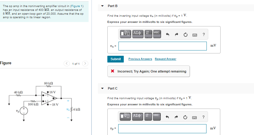 Solved Part B The op amp in the noninverting amplifier | Chegg.com
