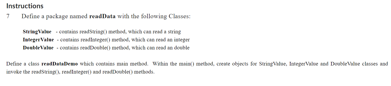 Solved Instructions Define a package named readData with the | Chegg.com