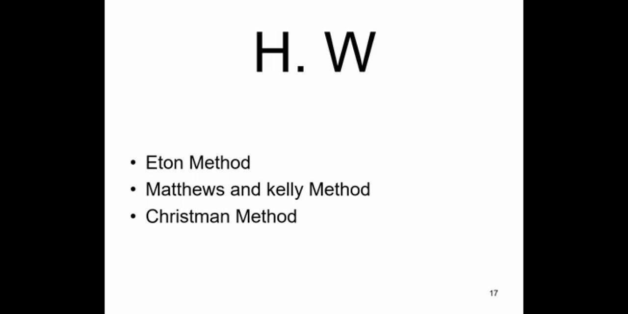 Solved H. W Eton Method Matthews and kelly Method Christman | Chegg.com