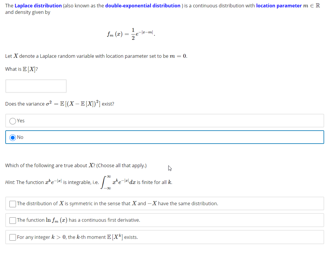 Solved The Laplace Distribution Also Known As The