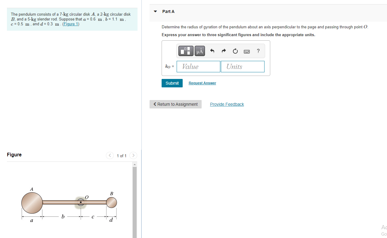 Solved Part A The pendulum consists of a 7-kg circular disk | Chegg.com