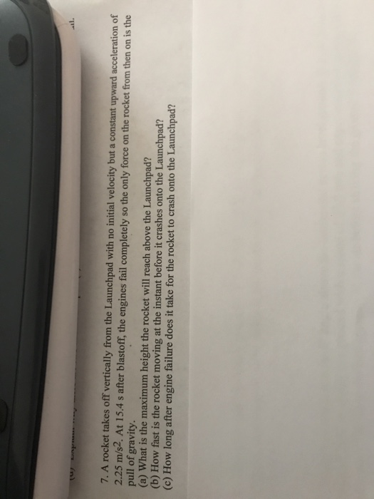 Solved 7. A rocket takes off vertically from the Launchpad | Chegg.com