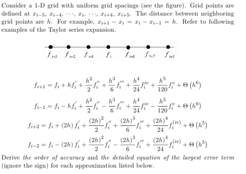 Solved Consider a 1-D grid with uniform grid spacings (see | Chegg.com