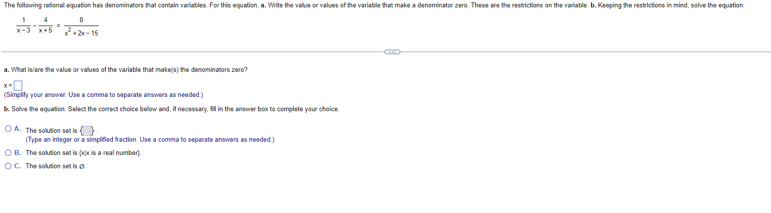 Solved x−31−x+54=x2+2x−158 a. What is/are the value or | Chegg.com