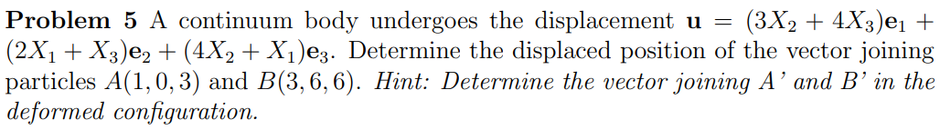 Solved Problem 5 A continuum body undergoes the displacement | Chegg.com