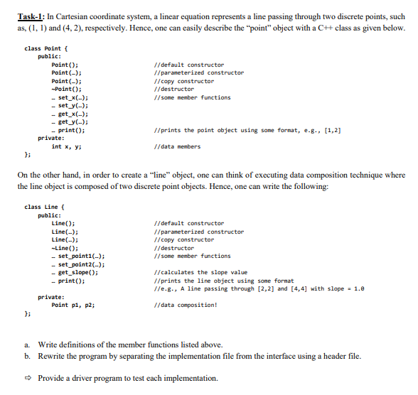 Solved Task-1: In Cartesian coordinate system, a linear | Chegg.com