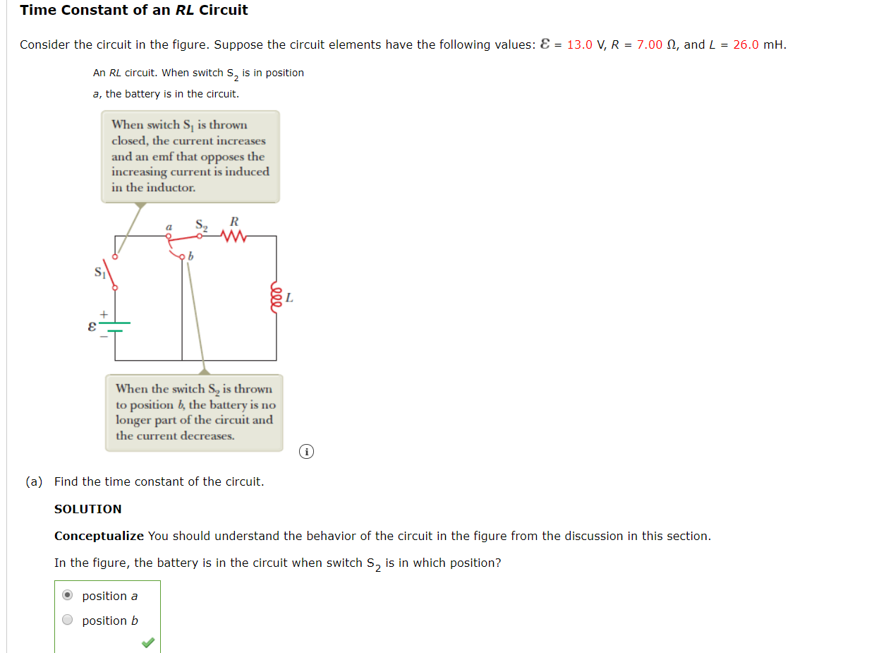 Solved Time Constant of an RL Circuit Consider the circuit | Chegg.com