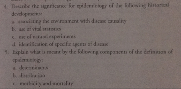 Solved 4. Describe the significance for epidemiology of the | Chegg.com