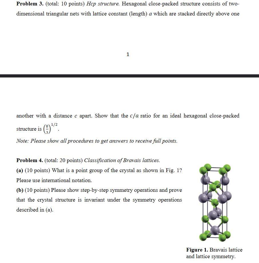 Solved Problem 3. (total: 10 points) Hcp structure. | Chegg.com