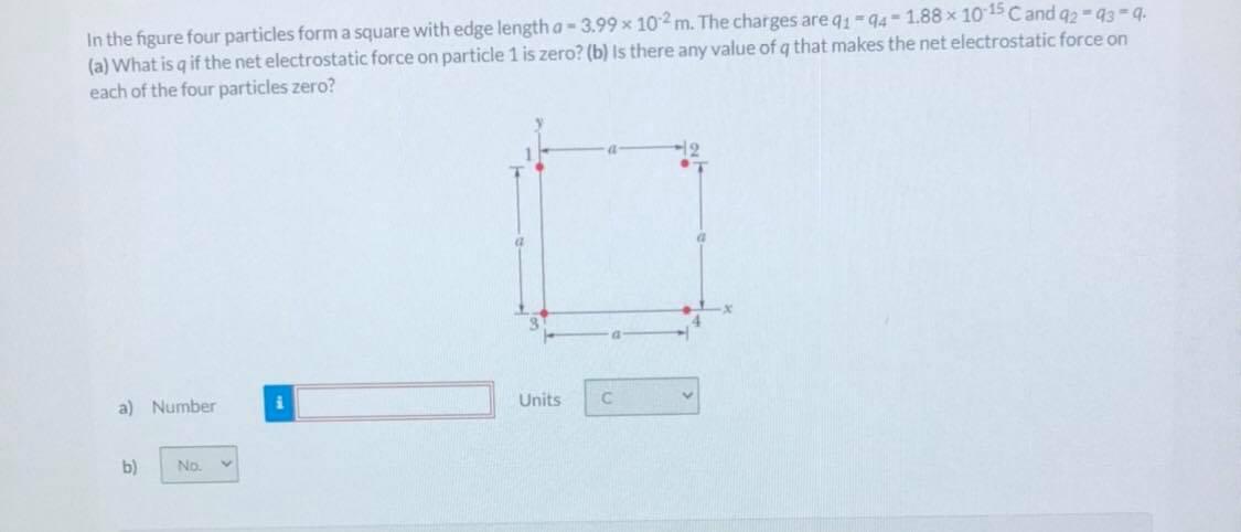 Solved In the figure four particles form a square with edge | Chegg.com